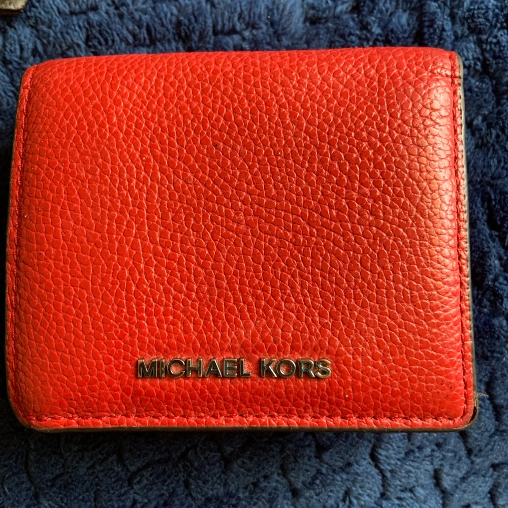 Michael Kors Women’s Red Pebbled Leather Wallet - Gem